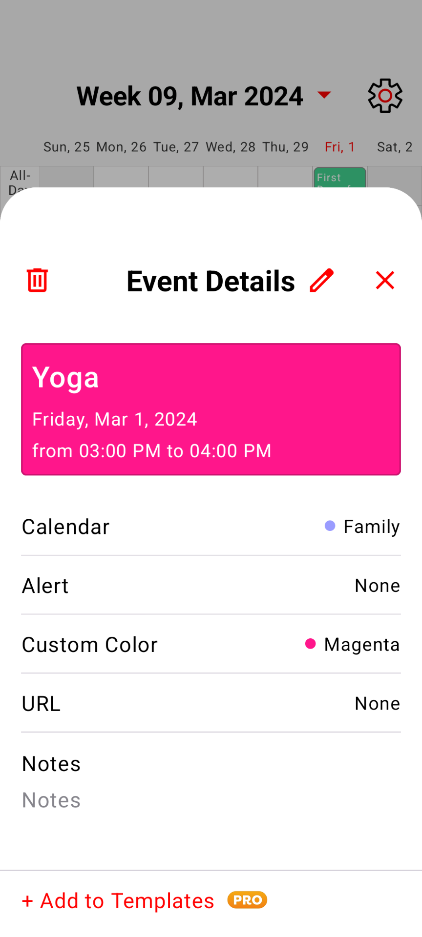 WeekCal Android - Creating and Managing Events – Week Calendar