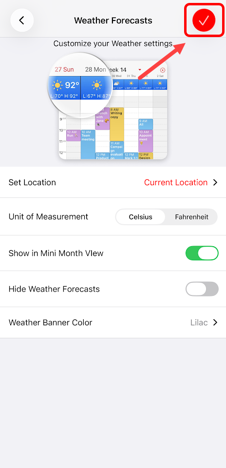 WeekCal (iOS) - Weather Banner – Week Calendar